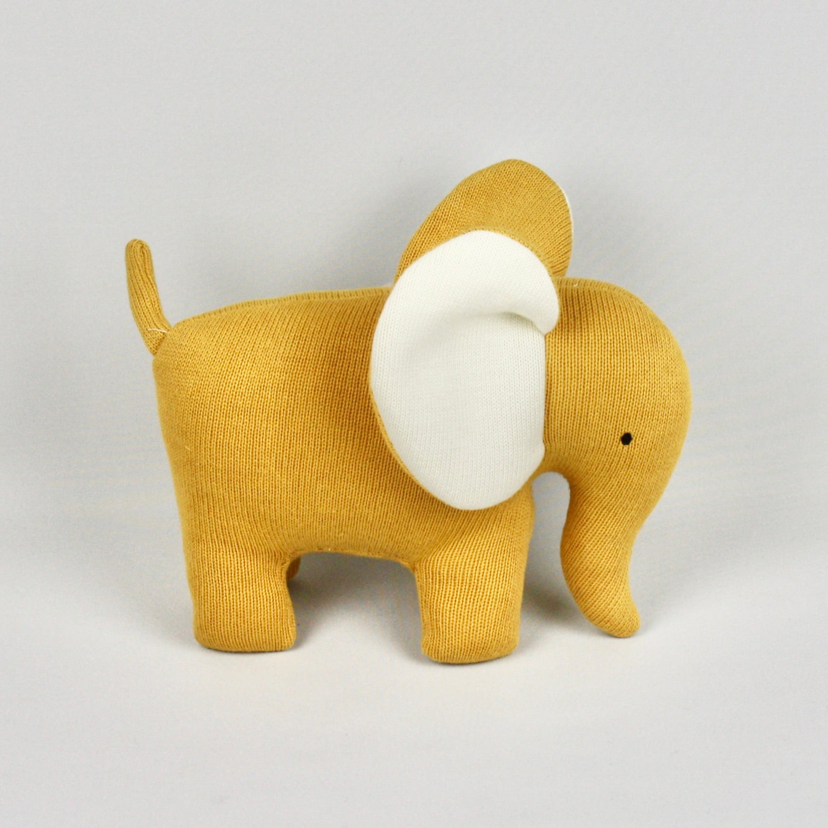 Organic Large Mustard Elephant Knitted Soft Toy – Bornehaven